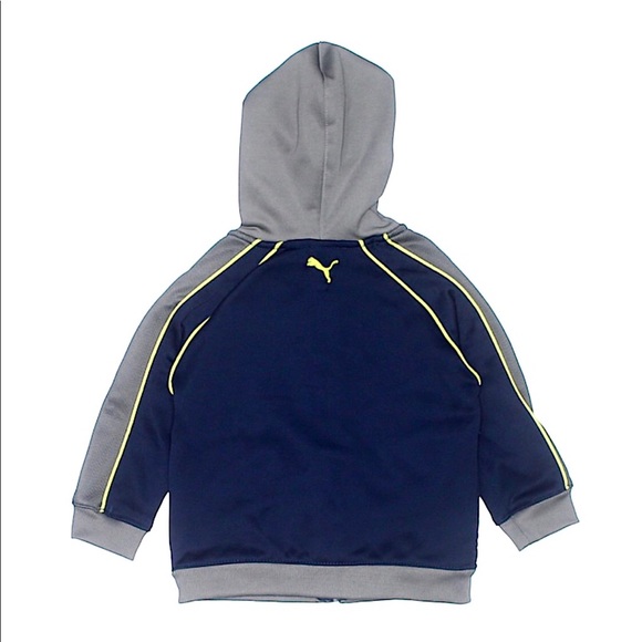 Puma | Shirts & Tops | Puma Blue Neon Yellow Zip Up Hoodie Size 8mo ...